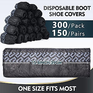 300 Pack Disposable Boot Shoe Covers Non Slip Disposable Shoe Covers Large Foot Booties for Shoe Covers for Indoors Contractors Floor and Carpet Protectors Shoe Coverings, One Size Fits Most (Black)