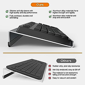 Aluminum Alloy Tilted Computer Keyboard Stand for Easy Ergonomic Typing, Keyboard Tray Holder with Silicone Non-Slip Case for Office Desk, Home, School, Desktop