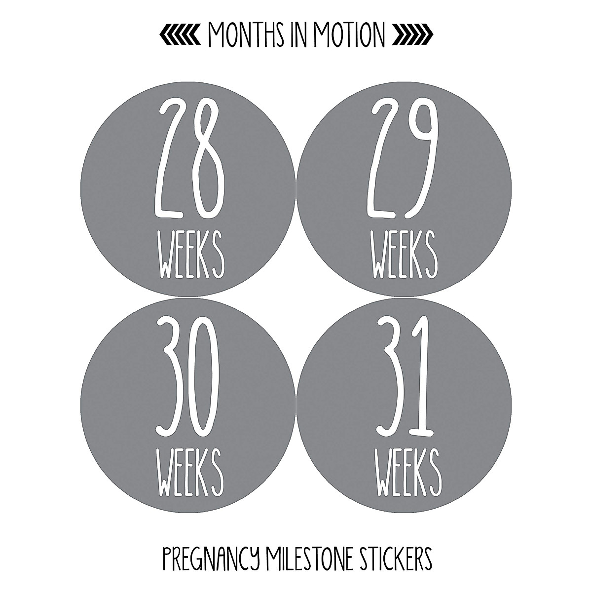 Months In Motion Weekly Pregnancy Growth Sticker | Week to Week Pregnant Expecting Photo Prop | Maternity Keepsake | Baby Bump | Weekly Stickers Photo (Set of 36 Stickers)