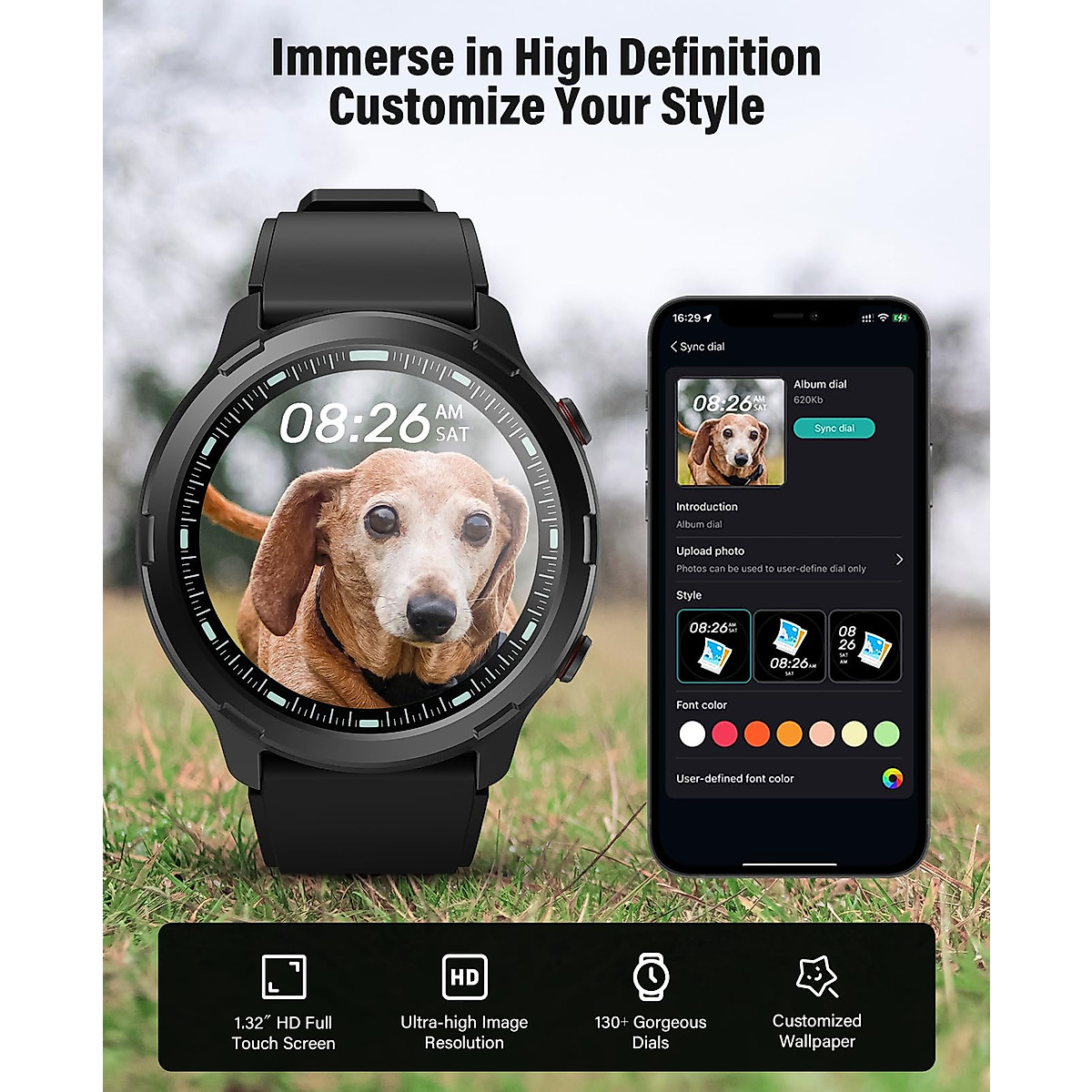 GPS Smart Watch for Men Women, Rugged Outdoor Watch with GPS and Compass, Fitness Tracker with Heart Rate Blood Oxygen Sleep Monitor, IP68 Waterproof, 1.32" Touch Screen, Compatible Android iOS iPhone