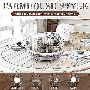PUERSI Farmhouse Wooden Napkin Holder and Lazy Susan Turntable , Perfect for Table Centerpiece, Rustic Kitchen Decor for Counter