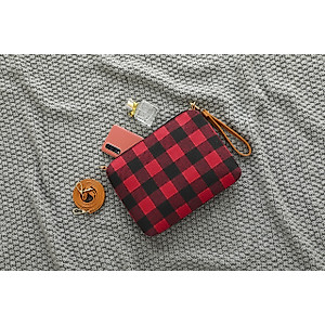 MONOBLANKS Women Buffalo Plaid Crossbody Purse Bag Small Shoulder Wristlet Phone Bag (Red Buffalo Plaid)