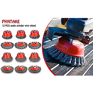 Wire Wheel for Angle Grinder 12 Pack, Coarse Crimped Wire Wheel Brush Wire Cup Brush 4 1/2 Angle Grinder Wire Wheel, Angle Grinder Attachments with 5/8-11unc Threaded Arbor