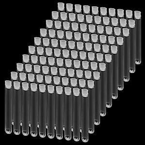LEXININ 200 PCS 8ml Small Clear Plastic Test Tubes, 12 x 100mm Mini Plastic Test Tubes with Lids for Experimental Samples