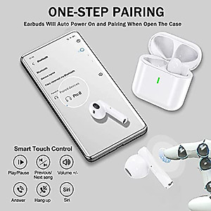 Wireless Earbuds Bluetooth Headphones IPX7 Waterproof Bluetooth Earbuds 30H Playtime Headset with Charging Case Wireless Bluetooth Earphones with Mic for iPhone/Samsung/Android (White)
