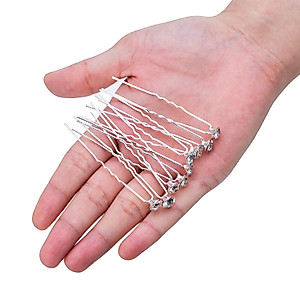 EBOOT 40 Pack Rhinestone Hair Bins Bridal Wedding Crystal Clips Accessories Decorative for Women and Girls