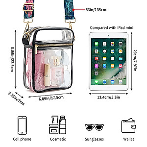 WEIMZC Clear Crossbody Bag Stadium Approved,Adjustable Shoulder Strap Clear Crossbody Purse for Concerts, Festivals, Sports Events (Color17)