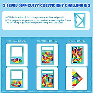 VATOS Puzzle Brain Teasers Magnetic Tangram Jigsaw Toys Magnet Drawing Board Intelligence Colorful 3D Russian Blocks Game STEM Educational Gift for Kids Boys Girl Age 3 4 5 6+ Year Old (47 Pcs)