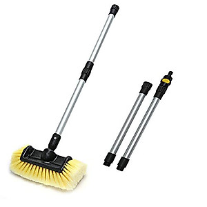 60 Inch Car Wash Brush 12" with Soft Bristle Head Flow-Through Heavy Duty Tri-Level Dip Auto Car Wash Brush Long Handle Car Exterior Washing Yellow