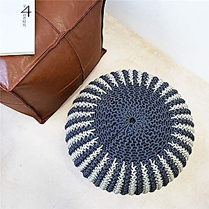 XJJZS Lovely Home Decorative Patio Seating Hand Knitted Style Cotton Woven Removable Footstool Ottomans Round Floor Pouf Stool (Size : 50)
