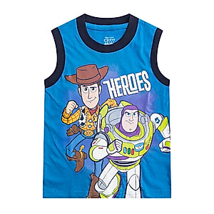 Disney Toy Story Woody & Buzz Lightyear Boys’ 2 Pack Tank Top for Toddler and Little Kids - Blue/Grey