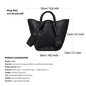 Cnoles Tote Bag For Women Leather Purses And Handbags Ladies Top Handle Large Soft Shoulder Satchel Hobo Crossbody Bucket Bags Black