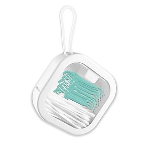 MOYACA Hair Tie Organizer Box QTip Holder Canister with Lid for Cotton Pads Swabs, Floss, Hairpins, Jewelry Crafts Holder Portable Travel Dispenser Container Storage Small Items on Desktop, White