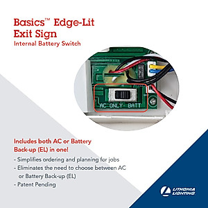 Lithonia Lighting BE W R UM M2 BE Basics Edge-Lit Exit Sign, White with Red Letters, Universal Mount