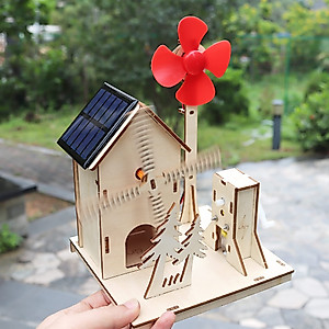 DIY Wooden Science Experiment Educational STEM Building Kit - Science Models Stem Projects for Power Generation - Solar Energy,Hand Crank Generator-Creative Motor Kit for Kids,Teens