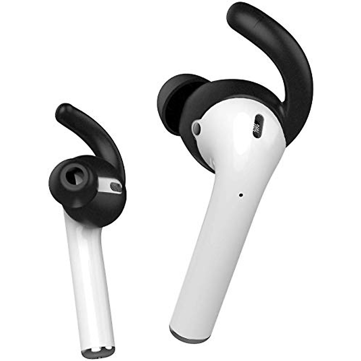 2 Pairs AirPods Ear Hooks Accessories Compatible with AirPods 2 & AirPods 1 or EarPods Headphones,Airpod Tips Anti-Slip Ear Hooks Silicone (1Black+1White)