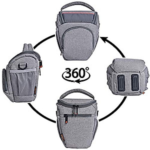 FOSOTO Compact DSLR Camera Bag Shoulder Crossbody Case Compatible for Canon EOS Rebel T6 T7 T8i T100 SL3 XTi 4000D 2000D Nikon D5600 D3400 D3500 Pentax K-70 Olympus E-M10 with Waterproof Rain Cover