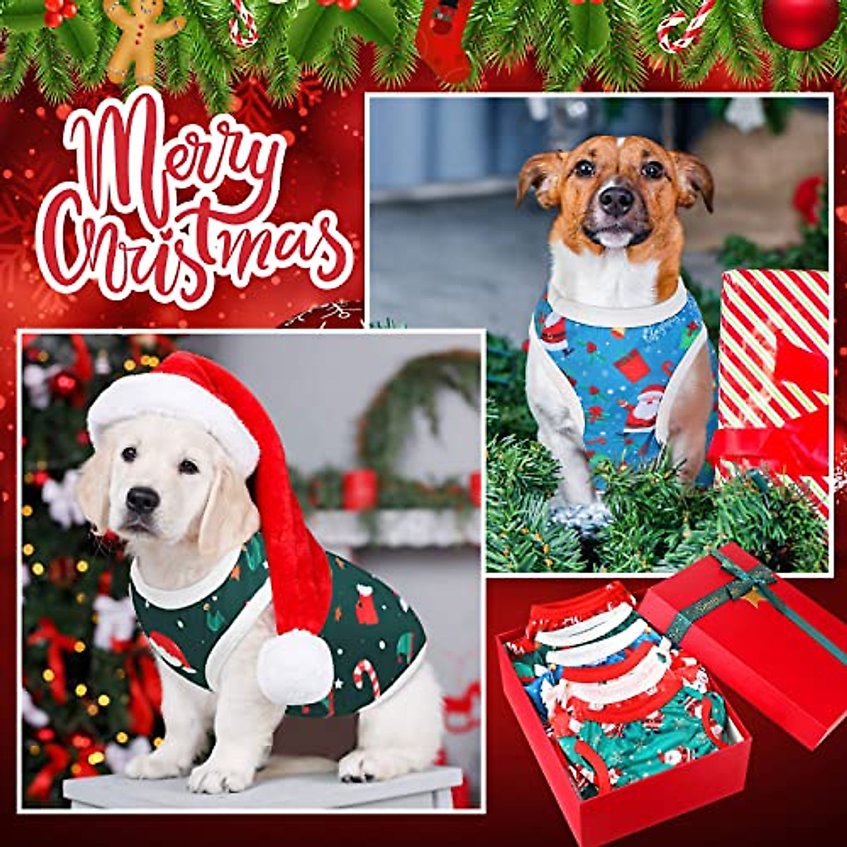 12 Pieces Christmas Dog Shirt Bulk Dog Christmas Outfit Christmas Dog Clothes Puppy Christmas Shirt for Small Dogs Christmas Home and Party Dog Supplies