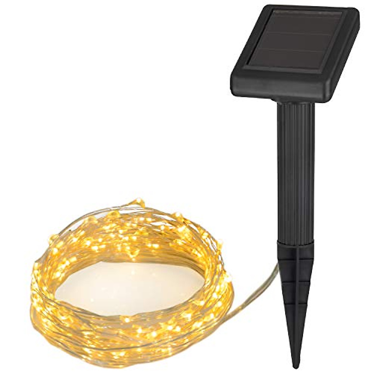 Solar Powered String Lights, 100 LED Copper Wire Lights, Waterproof Starry String Lights, Indoor/Outdoor Solar Decoration Lights For Gardens, Patios, Homes, Parties: 20 ft, Warm White