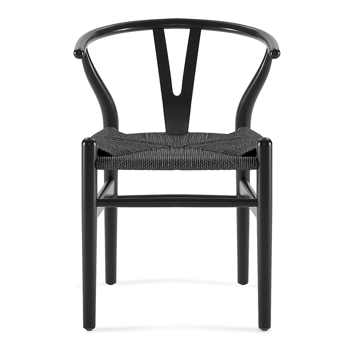 Wood Wishbone Dining Room Chairs Set of 2 Mid Century Modern Wooden for Your Beach House, 16.5" D x 20" W x 30" H, Full Black