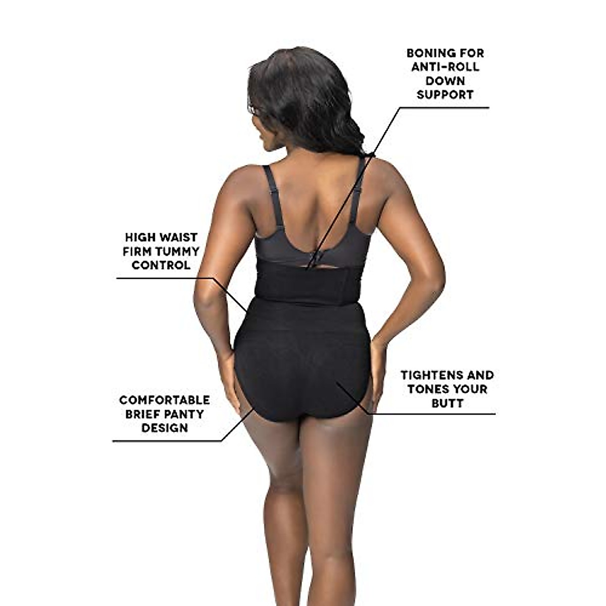 ROBERT MATTHEW Radiance Women's Shapewear High-Waist Brief (2XL, Black)