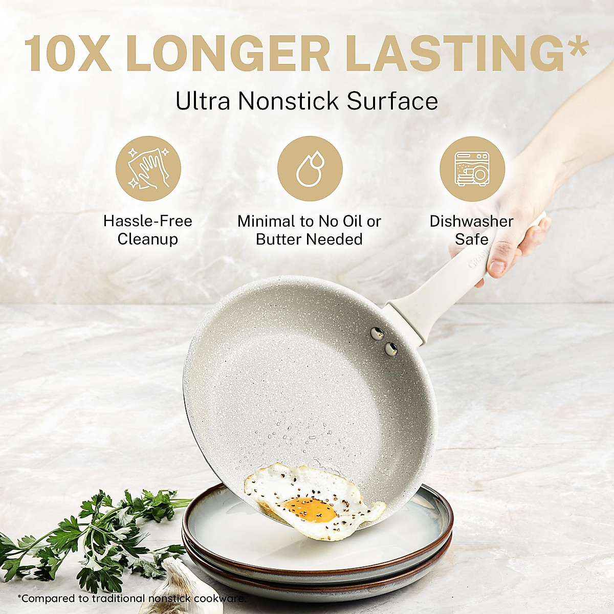 Granitestone 10 Inch Non Stick Frying Pans Nonstick Frying Pan for Cooking, Nonstick Skillet, Oven Safe Skillet Fry Pan, Nonstick Pan, Healthy and Non Toxic, Non Stick Pan, Dishwasher Safe