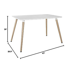 Modway Field 47" Mid-Century Modern Rectangle Kitchen and Dining Room Table in White