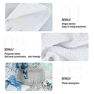 KOCOART Christmas Snowman Gifts Kitchen Towels Winter Snowflakes Hanging Hand Towel for Bathroom with Loop, Soft Absorbent Coral Velvet Fingertip Dish Tie Towel Oven Handle Towel Set of 2