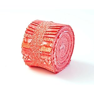 FlashPhoenix Quality Sewing Fabric – 20 -pc It's All Coral Jelly Roll 2.5 pre-Cut 100% Cotton Fabric Quilting Strips Size: 2.5 x 44/45 Inch