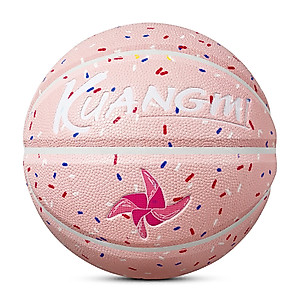 Kuangmi Macaron Kids Basketball Size 5 for Junior Children Boys Girls Indoor & Outdoor,Pink