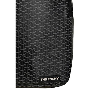 The Enemy Monogram Backpack, Unisex Eco PU Leather Backpack with Sneaker Compartment, Black Mono, One Size