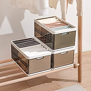 Gridspace Clothes Organizer for Pants, Folded Clothes Storage Organizer with Lid and 7 Grids,Wardrobe Clothes Foldeded Organizer Stackable Storage Bins for Clothes