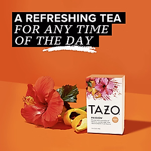 TAZO Iced Tea Bags, Passion Herbal Tea, Caffeine Free, 20 Tea Bags (Pack of 6)