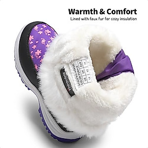 DREAM PAIRS Girls Snow Boots Warm Cozy Anti-Slip Lightweight Mid Calf Faux Fur Lining Winter Shoes for Little/Big Kids,Size 2 Little Kid,Purple,NORDIC