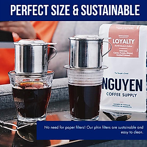 Nguyen Coffee Supply - Original Phin Filter: Stainless Steel 12oz Chamber 4.375 inch plate Diameter, Perfect Cup of Phin Drip Coffee in 7 minutes [12 oz]
