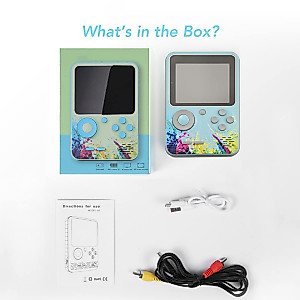 Handheld Game Console Built in 500 Classic Game for Boy Girl, Mini Pocket Handheld Console, 2.8 Inch Screen, 1020mAh Battery, TV Video Output, Christmas Birthday Present for Kids (Blue)