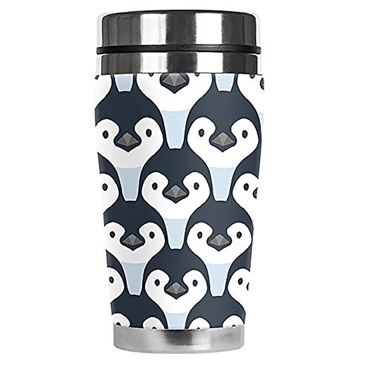 Mugzie MAX 20 Ounce Stainless Steel Travel Mug with Wetsuit Cover - Seamless Penguins