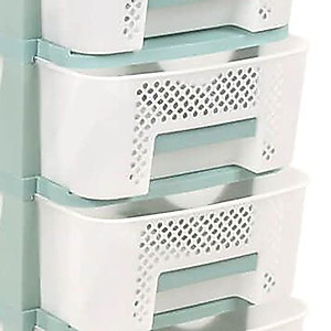 Homeplast Ouma 38 Inch Tall Plastic 5 Drawer Home Storage Indoor/Outdoor Organizer Shelf Unit with Perforated Ventilated Drawers, Green