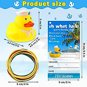 Duck Tag Cruise Kits Includes Rubber Sailing Ducks for Cruise Ships, Duck Tag Cruise Ducking Game Carnival Rubber Duck Duck Tag Card and Rubber Bands for Hiding Carnival (60)