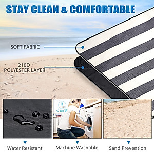 G GOOD GAIN Waterproof Picnic Blanket Portable with Carry Strap for Beach Mat or Family Outdoor Camping Party, Park Blanket for Grass Park, Hiking, Travel, Concerts (Denim Blue)