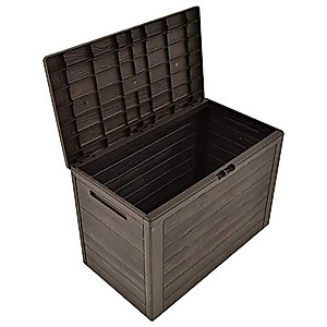 Festnight Garden Storage Box Deck Box Garden Organizer Toolbox PP Storage Cabinet 50.2 Gal Outdoor Furniture 38.7 x 17.3 x 21.7 Inches（Brown）