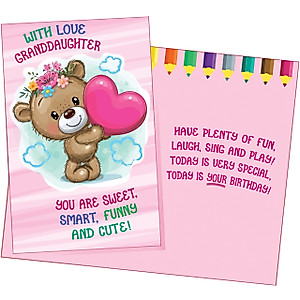 Chuck's Card-O-Rama - Birthday Card For Granddaughter - Made in USA - Why Pay More? - Large Card Opens to 10" x 7.75" - Extra Thick Paper - 95363