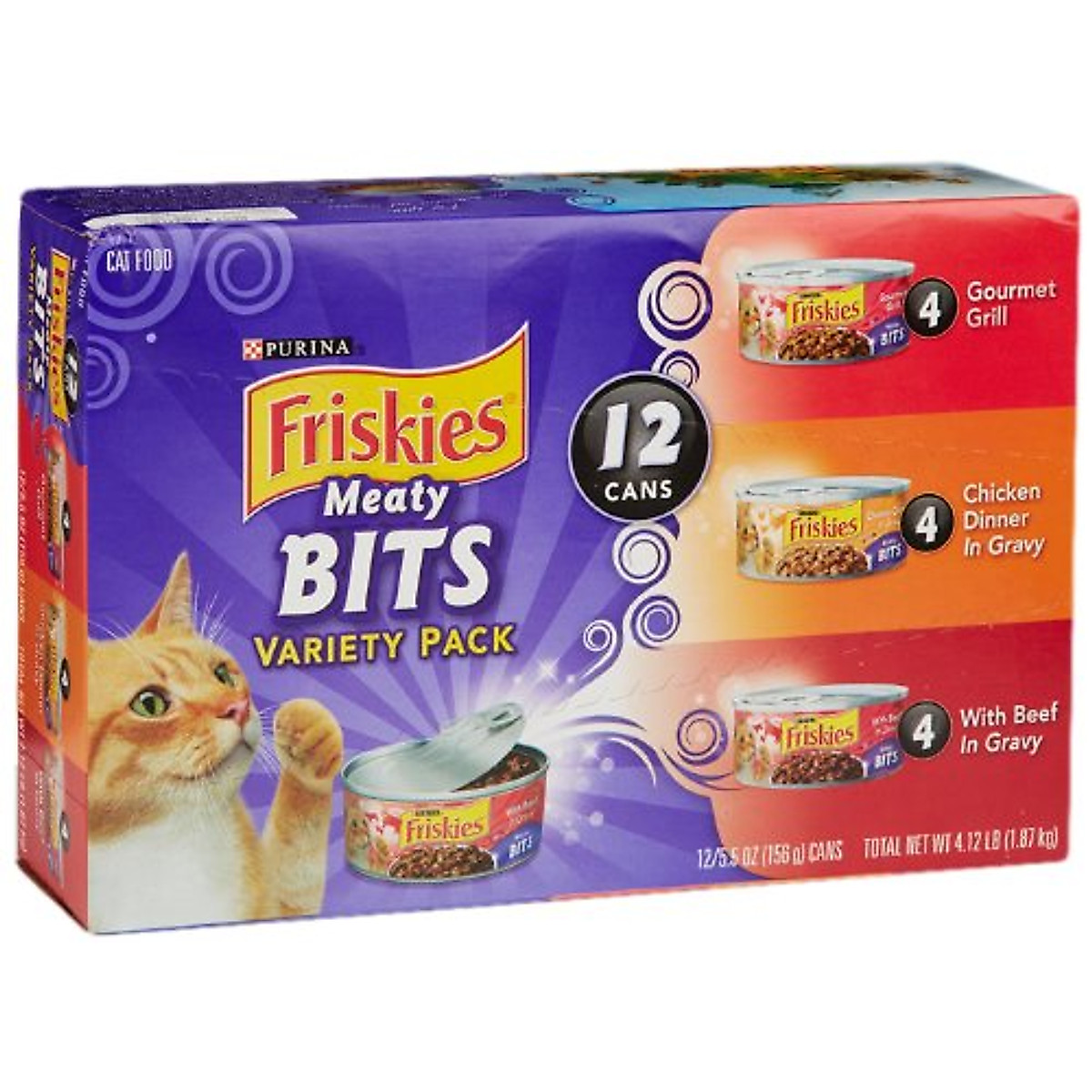 Friskies Wet Cat Food, Meaty Bites, 3-Flavor Variety Pack, 5.5-Ounce Can, Pack Of 12