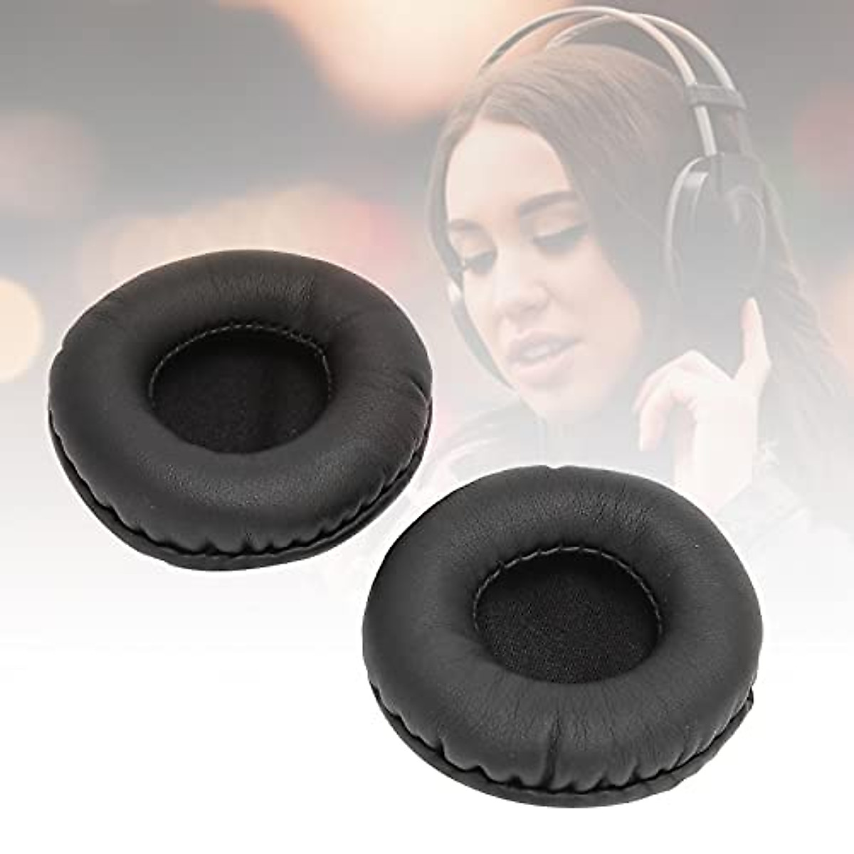 ASHATA 1 Pair Universal Soft Sponge Headphone Ear Pads Ear Cushion Headset Cups Covers Replacement,Fit for 60mm / 2.4In Headphones,Black