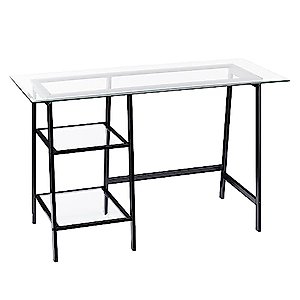 SEI FURNITURE Avery Metal & Glass A-Frame Writing Desk, Black.