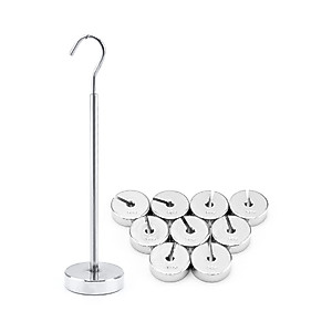 QWORK Slotted Weight Set, 9 Pcs Slotted Mass Set with Hangers - 9 Weights (50g) - 500g