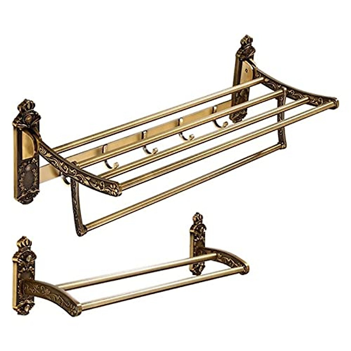 Towel BAR Rack Towel Rail for Bathroom,Punch-Free Bath Hand Towel Holder,Bathroom Towel Rail,European Antique Bathroom Rack Space Aluminum Towel Bar/Towel Rack (Color : Double Rod, Size : Christmas