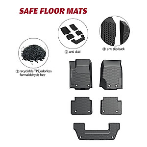 A & UTV PRO Floor Mats Fit for 2021 2022 2023 2024 Jeep Grand Cherokee L/WL, All Weather Floor Liners Full Kit for Three Row Models, Replace OEM 82216639AA,82216640AA,82216152AC, 3 Row