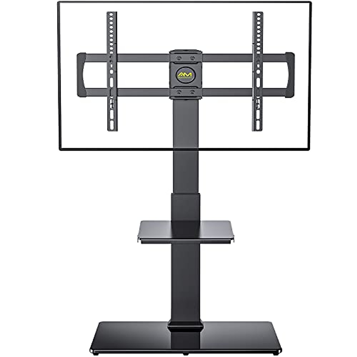 75 Inch TV Stand with Mount, Height Adjustable Swivel Floor TV Stand with Shelves for 32 37 43 49 50 55 60 65 70 75 inch LCD LED TVs, TV Stand for Bedroom, Living Room & Corner