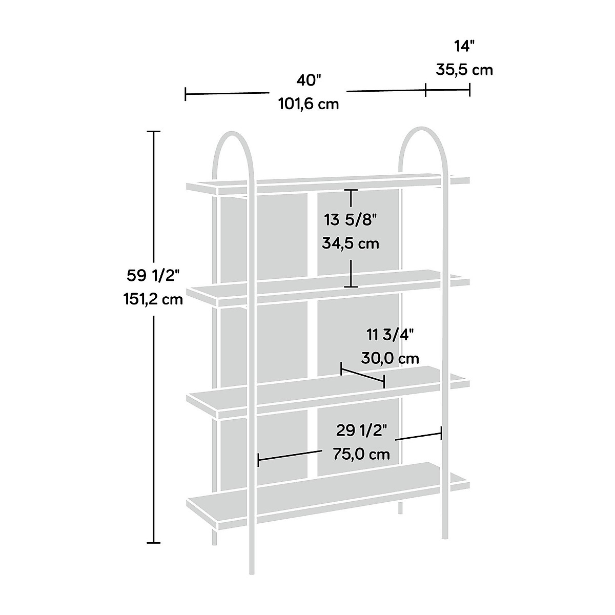 Sauder Vista Key Bookcase/Book Shelf, Blaze Acacia Finish